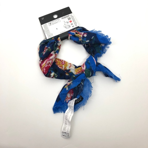 Zara | Accessories | Nwt Zara Man Blue Floral Bandana Scarf Unisex ...
